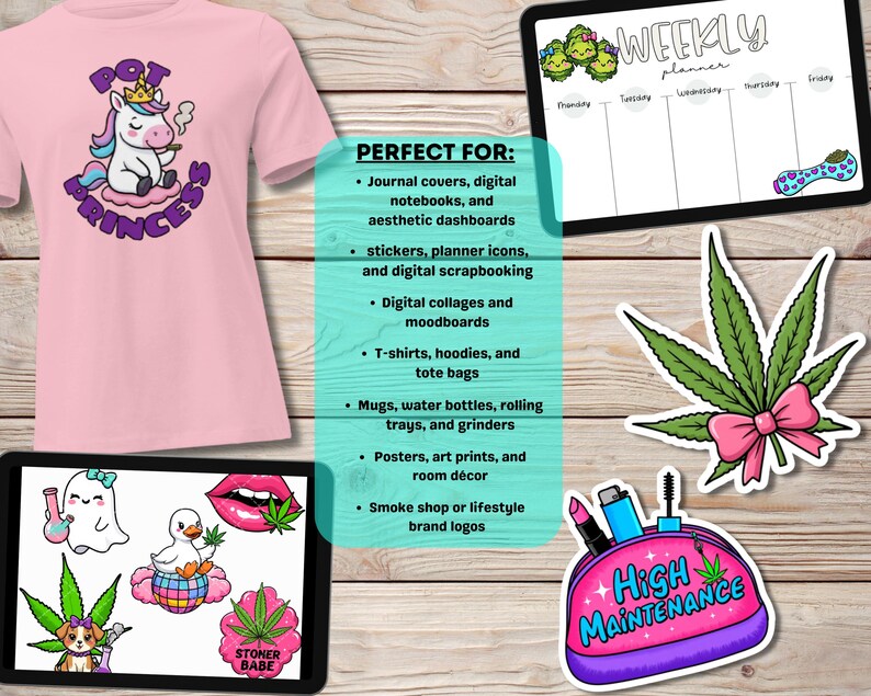 Cute Stoner Pop Clipart | Girly Weed Aesthetic Pngs | Kawaii 420 ...