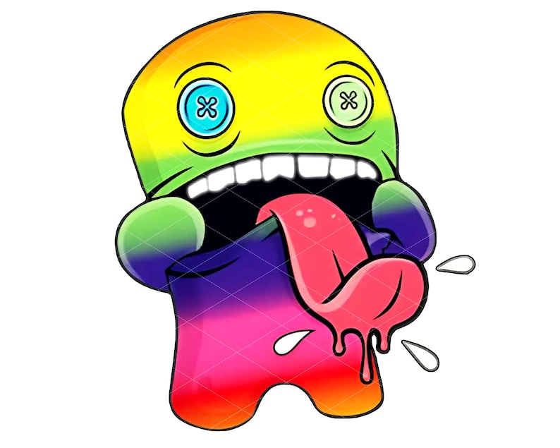 Rainbow Fuggler Monster PNG | Creepy Cute Plush Face Clipart | Funny ...