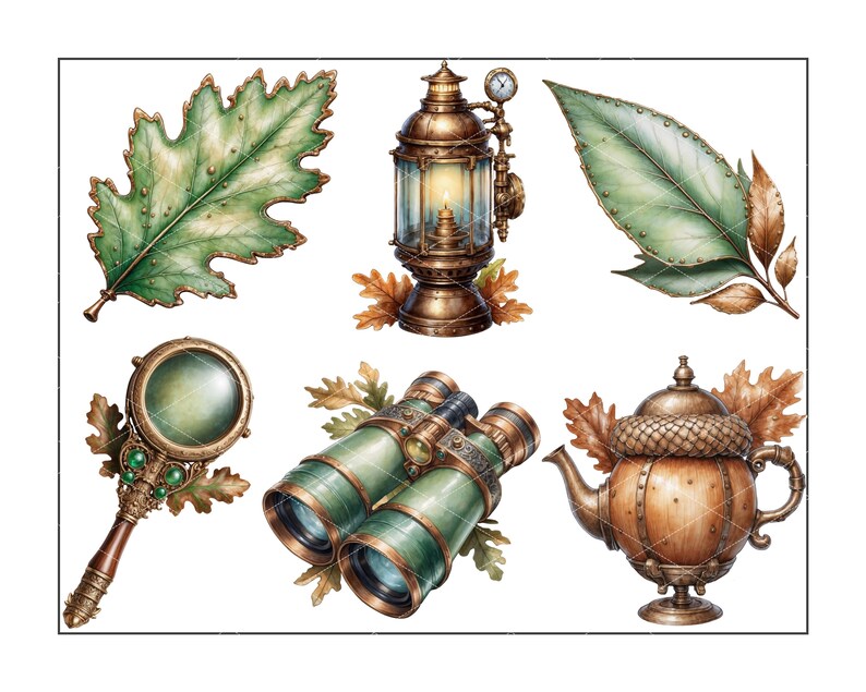 Steampunk Forest Fantasy Clipart Bundle | Woodland Animals, Gnomes ...