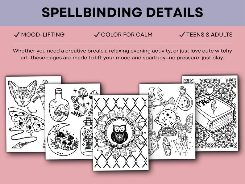Witchcore Coloring Book – Printable PDF Coloring Pages, Magical ...