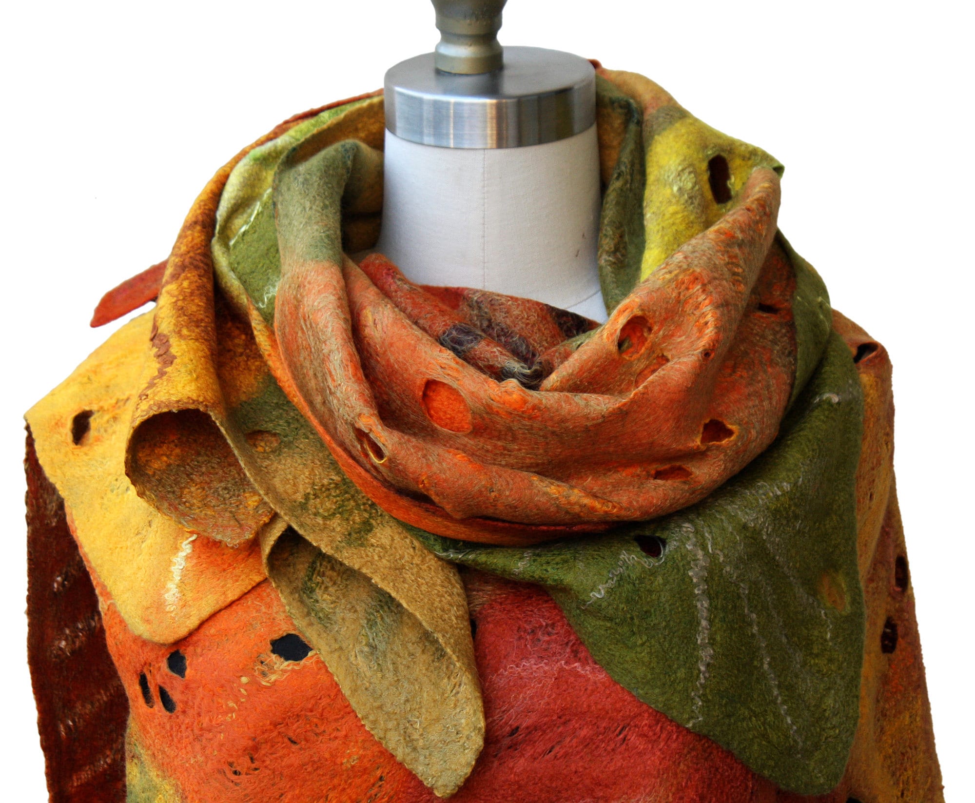 Felting TUTORIAL Autumn Leaves Scarf Wrap Wet Felted Felting ...