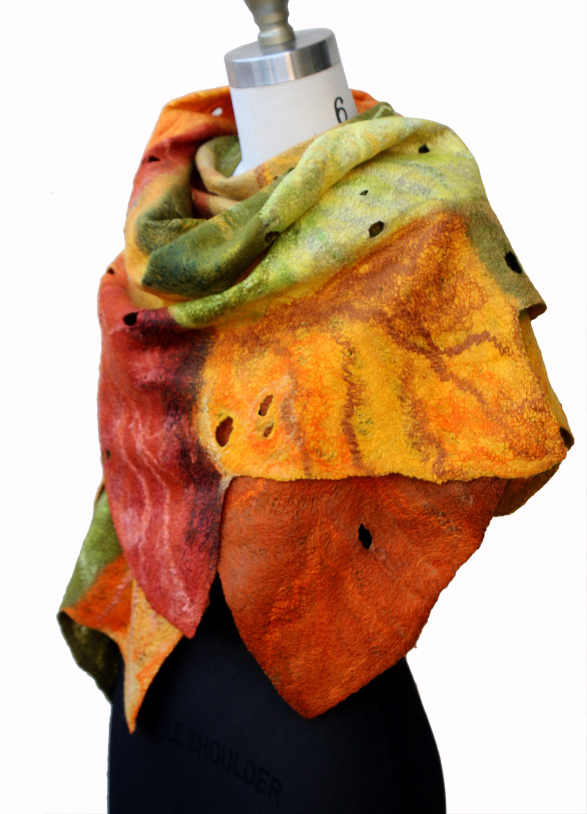 Felting TUTORIAL Autumn Leaves Scarf Wrap Wet Felted Felting ...