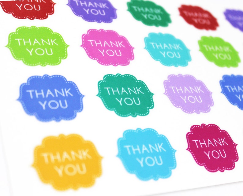 Thank You Stickers in assorted colors 48 mini clear die-cut | Etsy