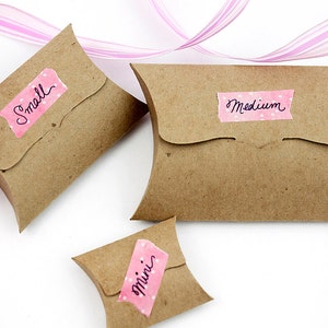 Kraft Pillow Box Size Variety Lot - 6 Tab Tuck Gift Boxes in Medium ...