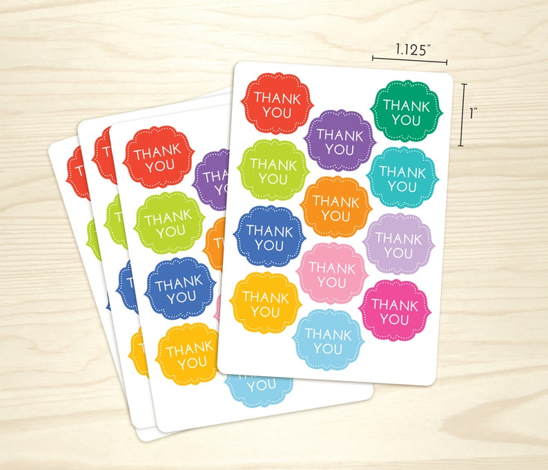 Thank You Stickers in Assorted Colors 48 Mini Die-cut | Etsy