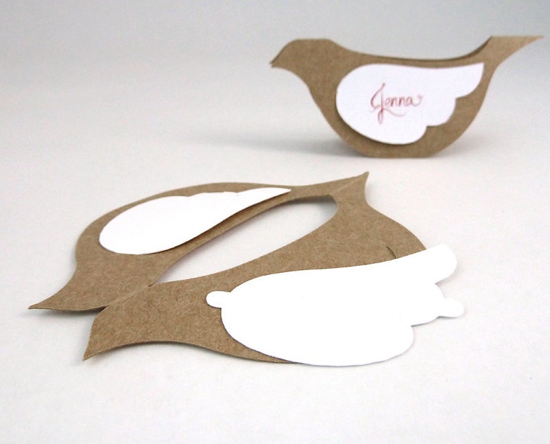 Bird Place Cards / Escort Cards Rustic Country Kraft Paper - Etsy