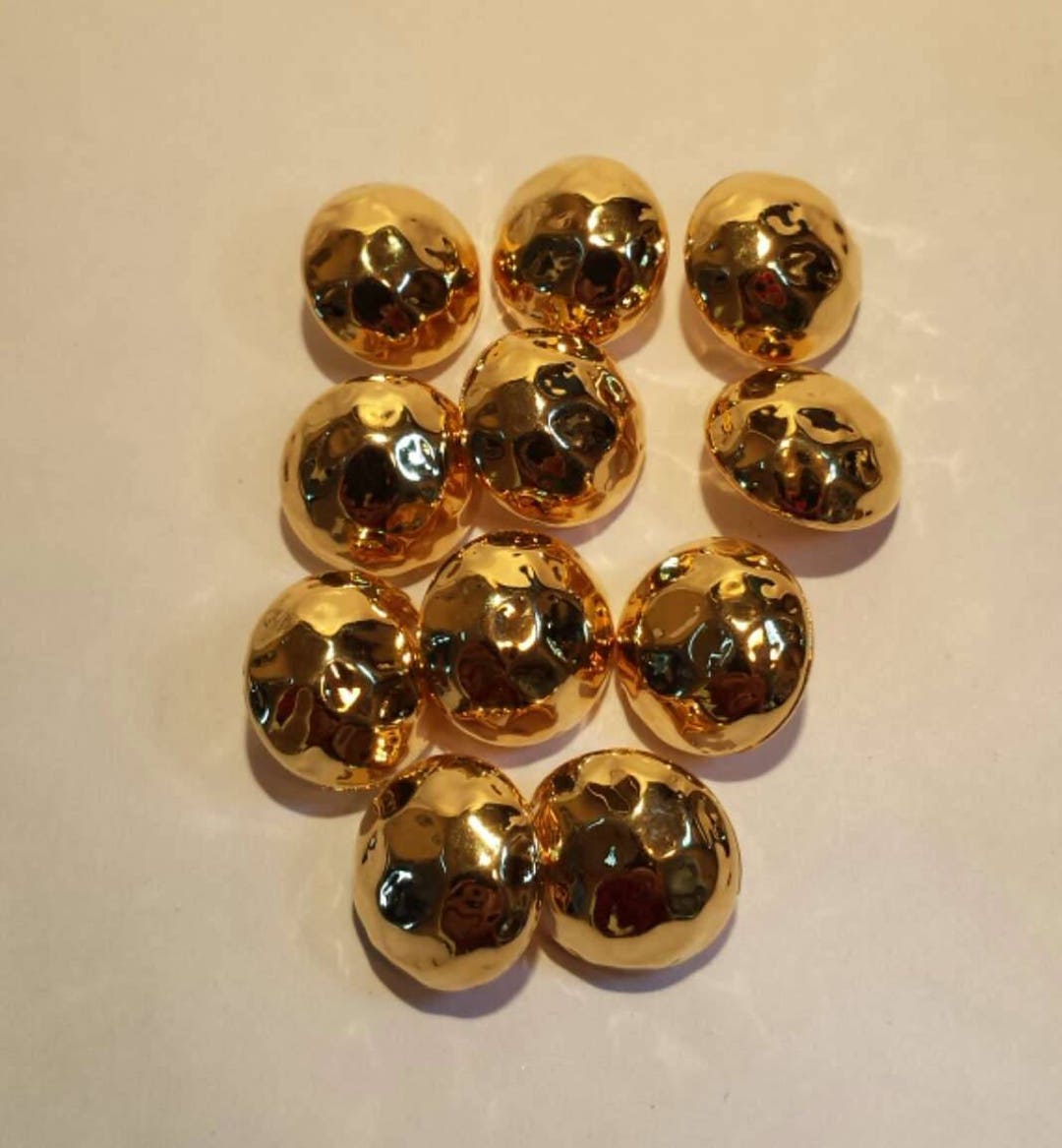 11 Retro Plastic Gold-colour Buttons, Greeting Card Accessories Sewing ...