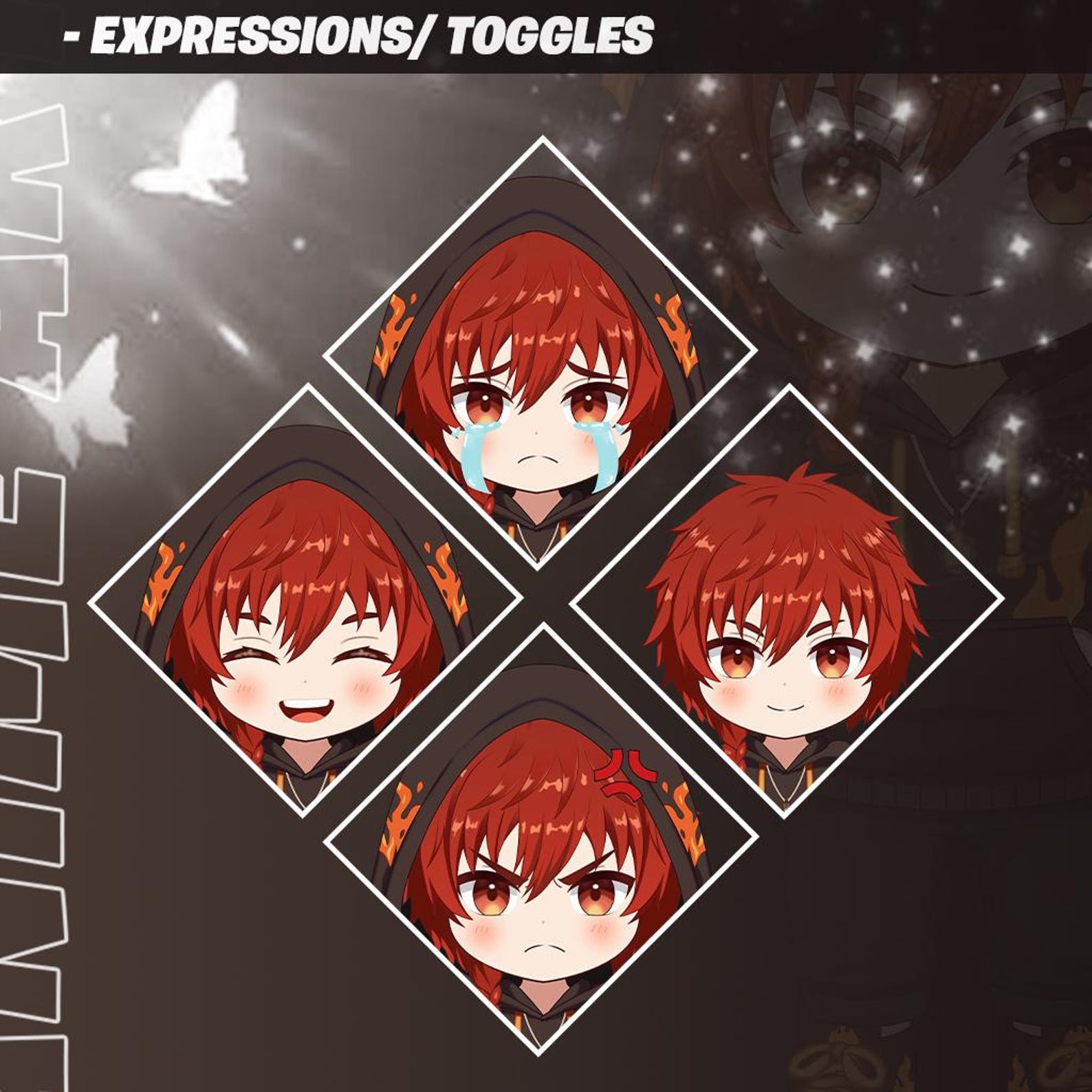 Ember – Premade Chibi Vtuber Model | Fire-themed Live2d Avatar | Fully ...