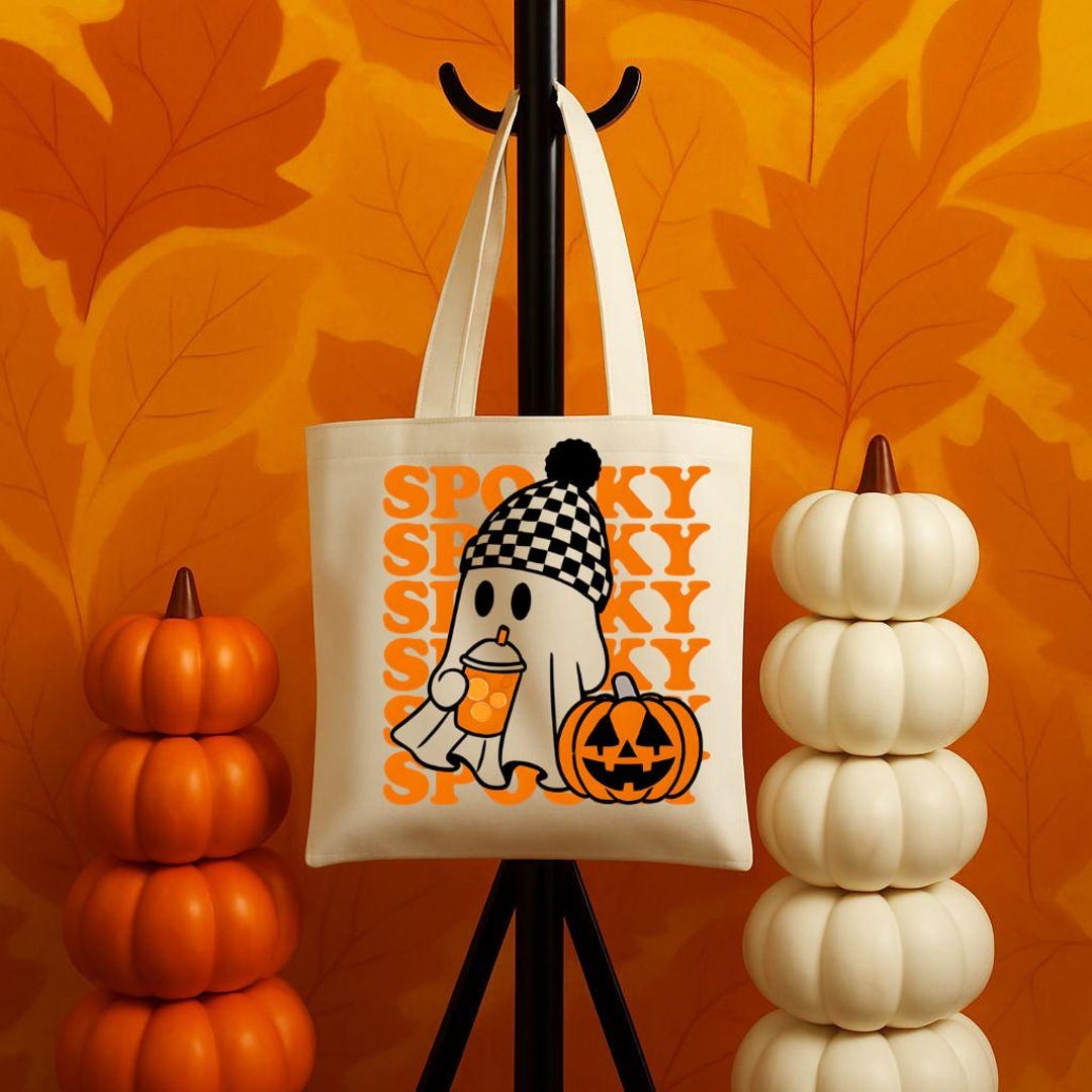 Spooky Ghost Halloween Tote Bag: Trick or Treat Cotton Canvas - Etsy