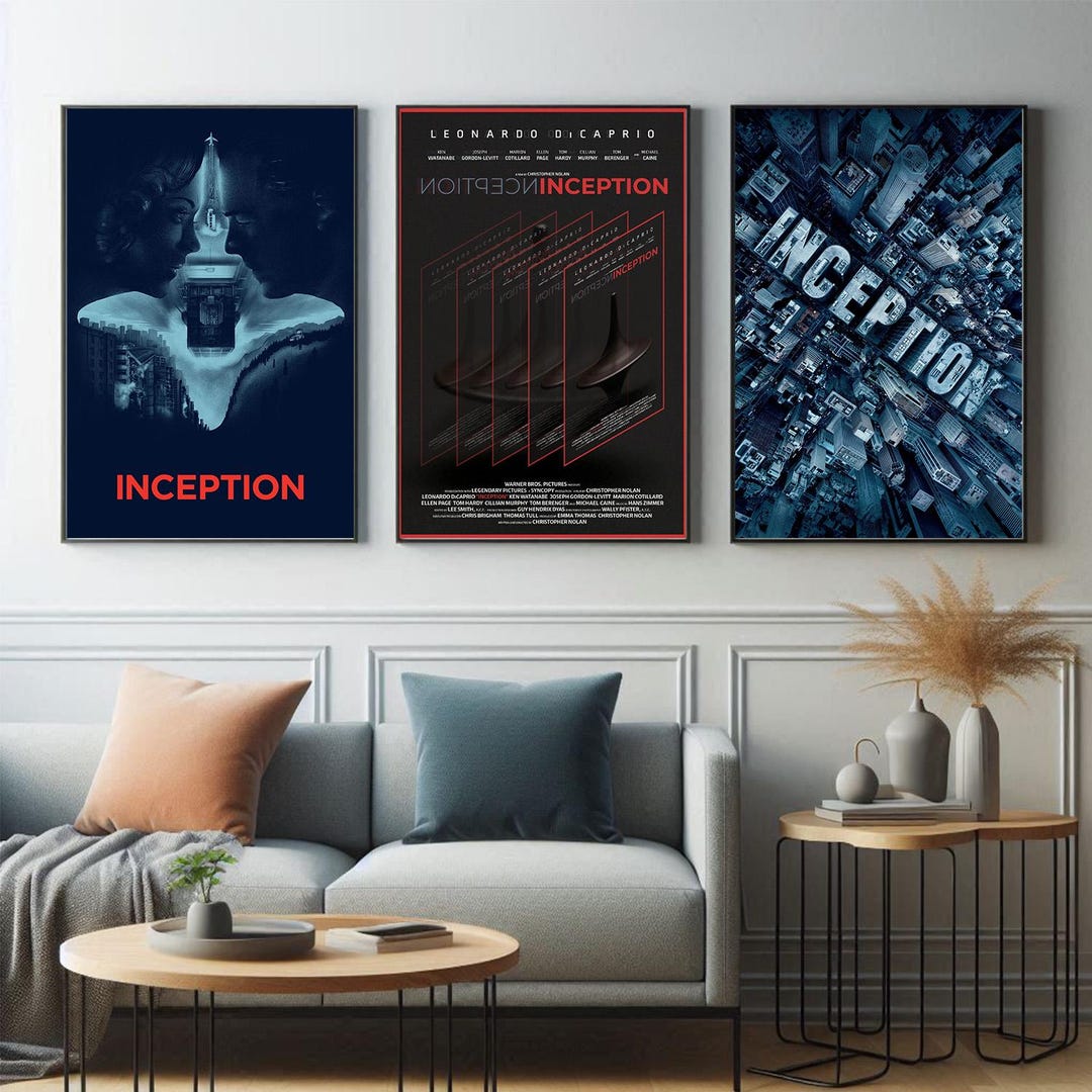 Inception Movie Poster, Retro Film Art, Gallery Wall Art, Canvas Prints ...