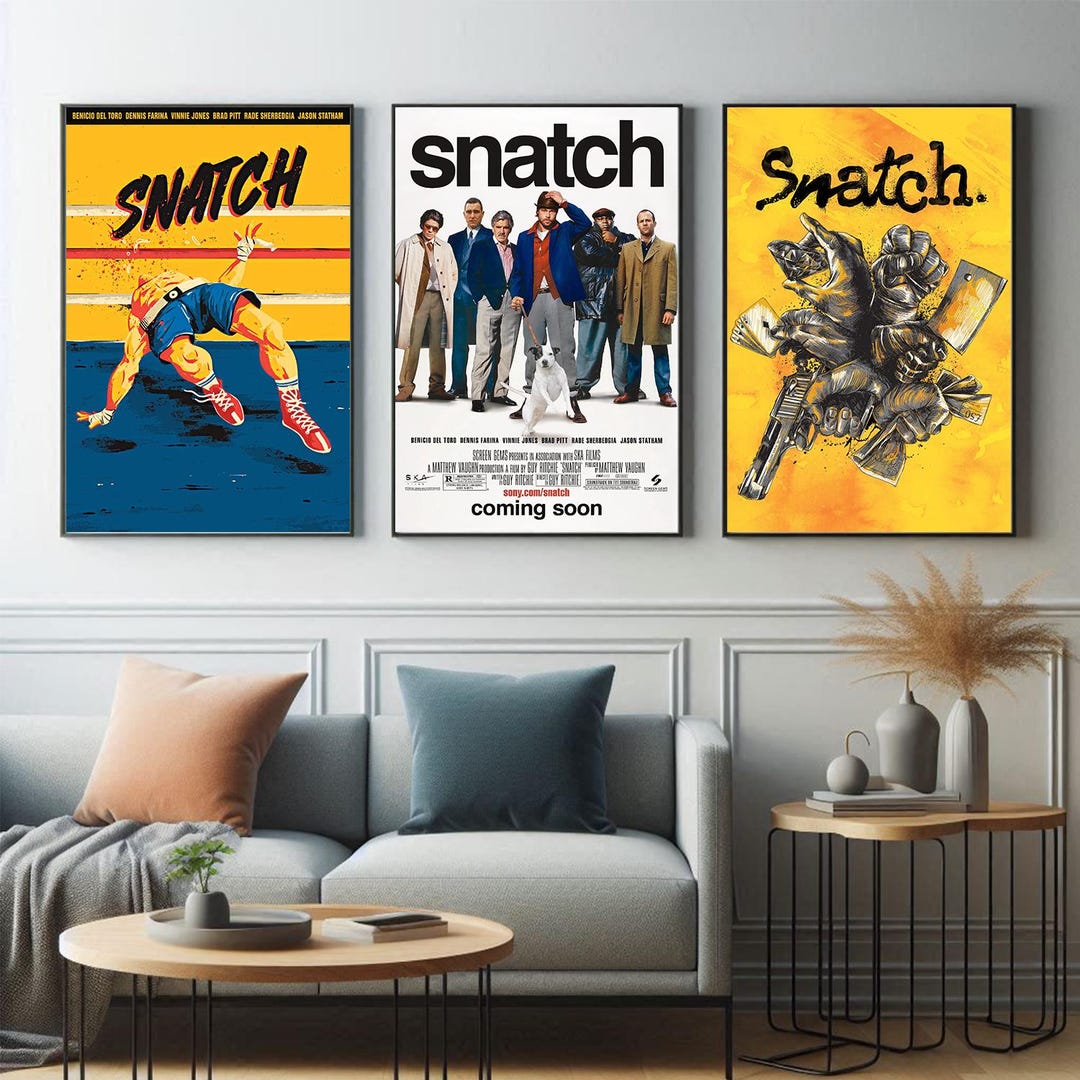 Snatch Movie Poster, Retro Film Art, Gallery Wall Art, Canvas Prints ...
