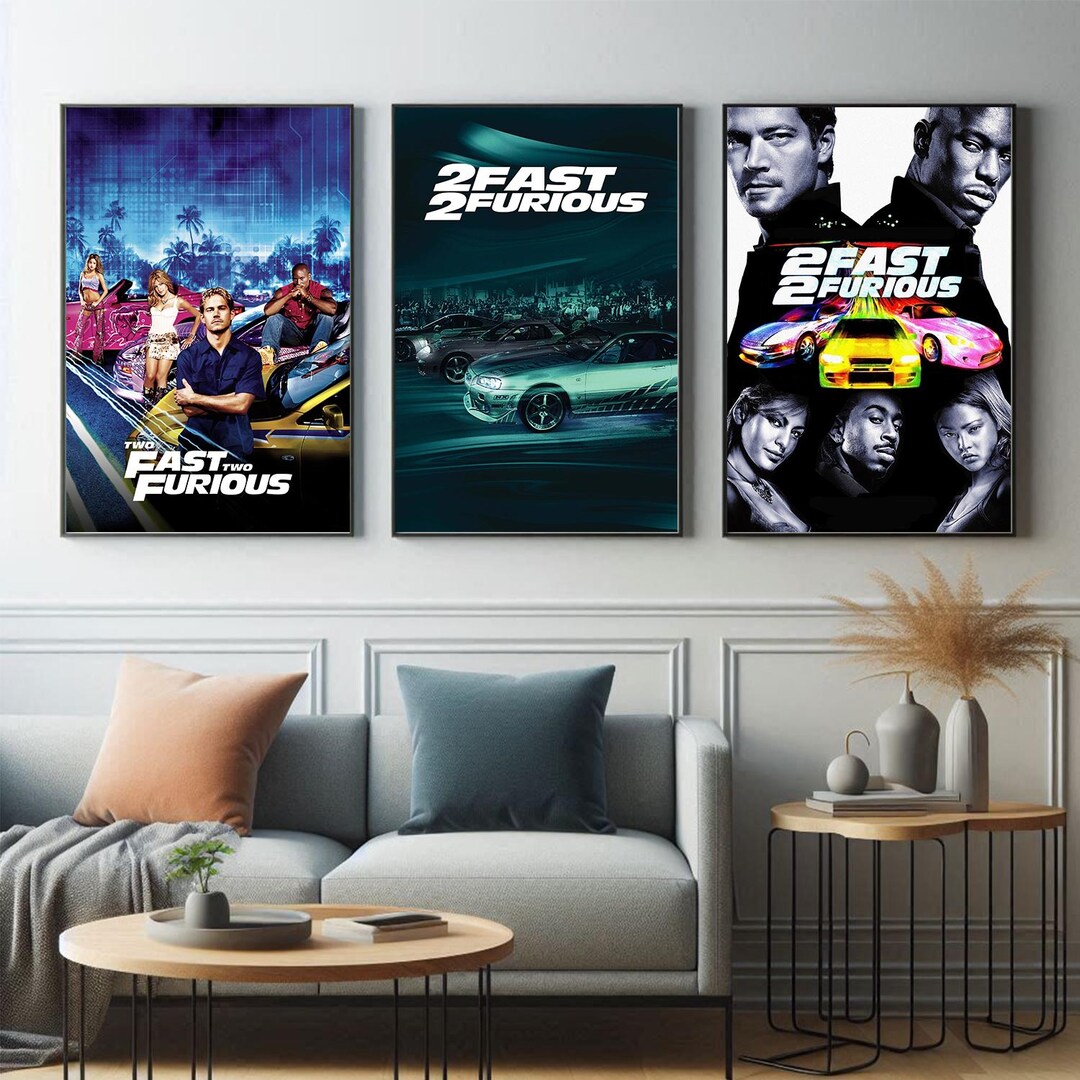 2 Fast 2 Furious Movie Poster, Retro Film Art, Gallery Wall Art, Canvas ...