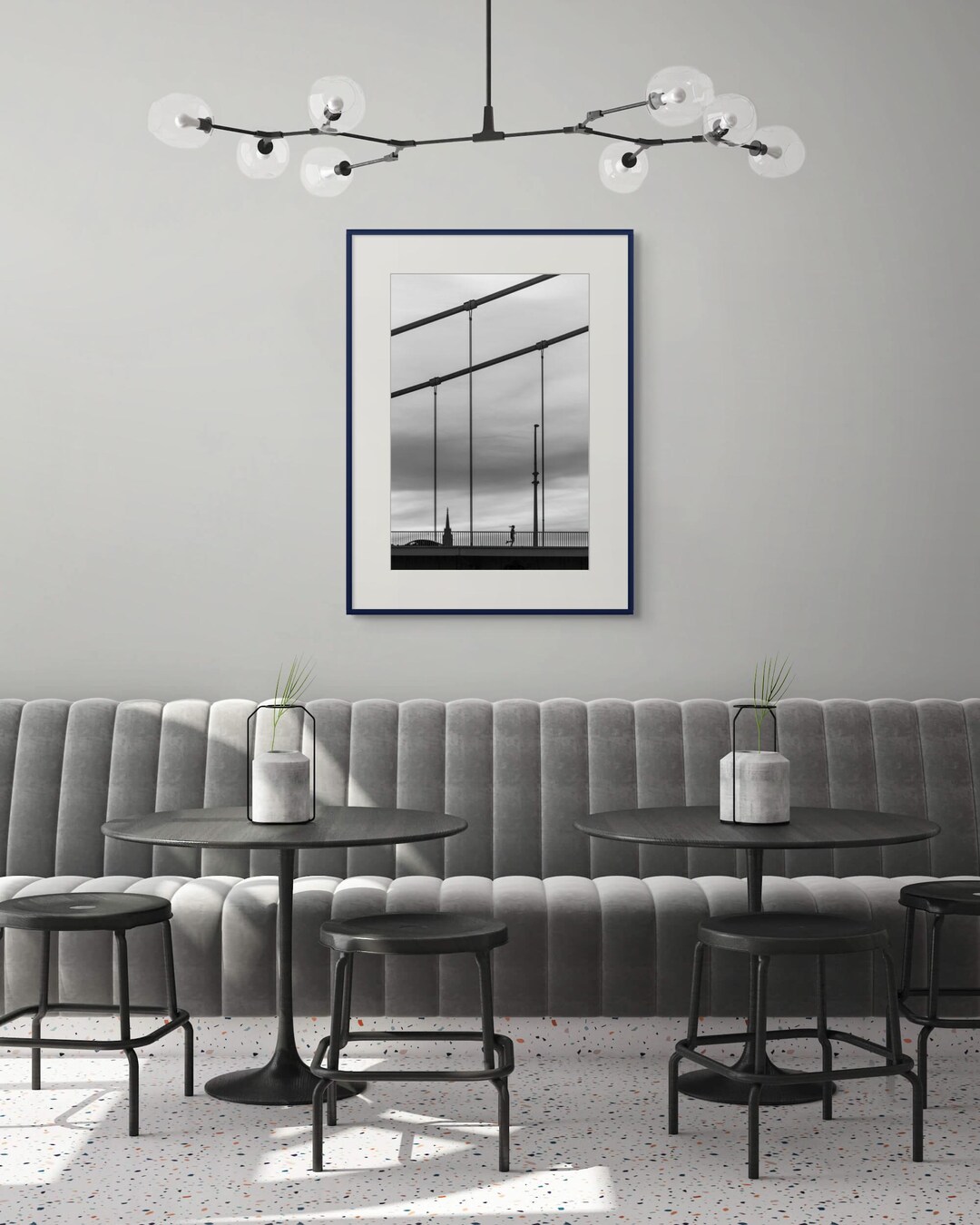Minimalist Bridge Runner Art Print: Black and White Silhouette - Etsy