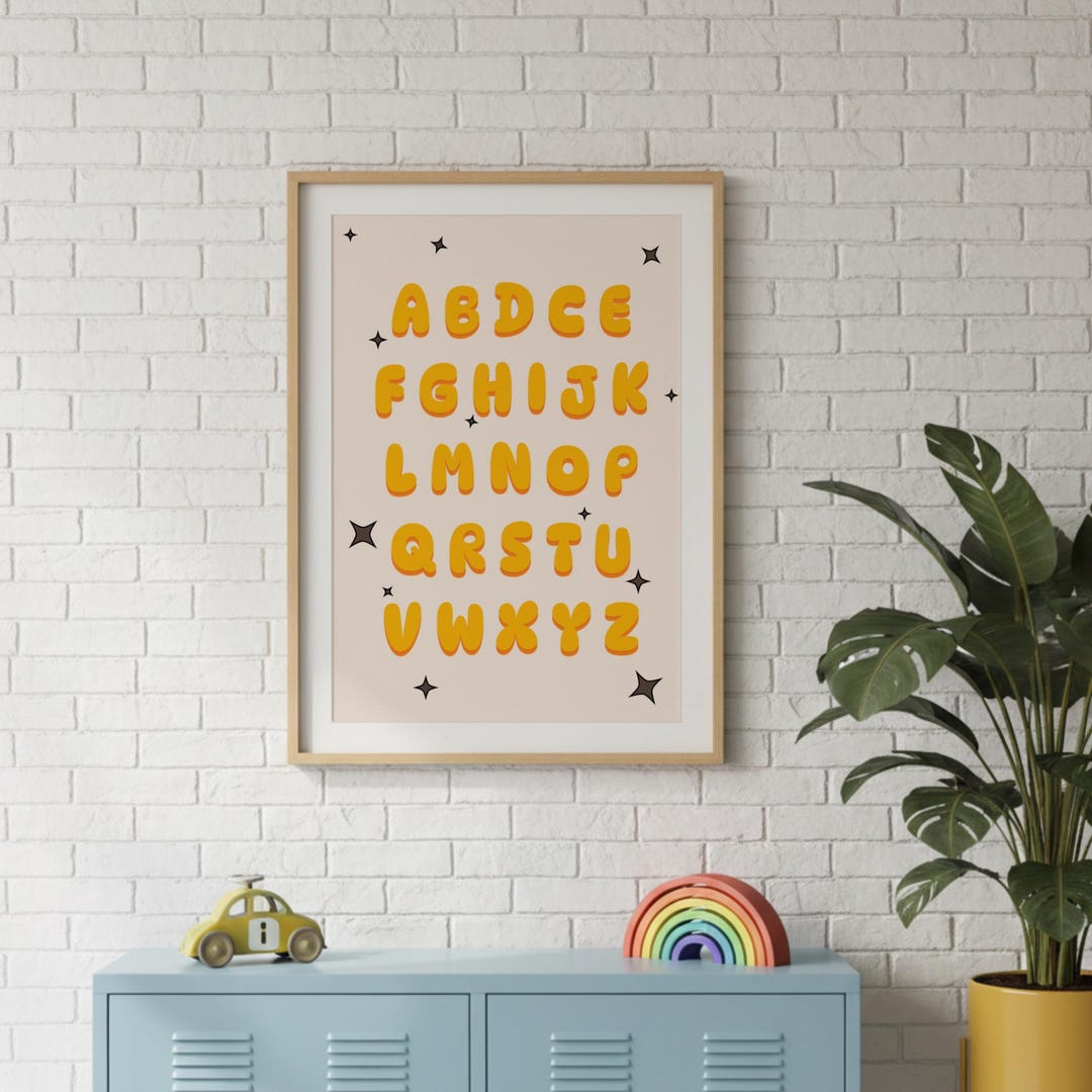 Retro Groovy Yellow Children's Alphabet Book With Star Motifs - Etsy