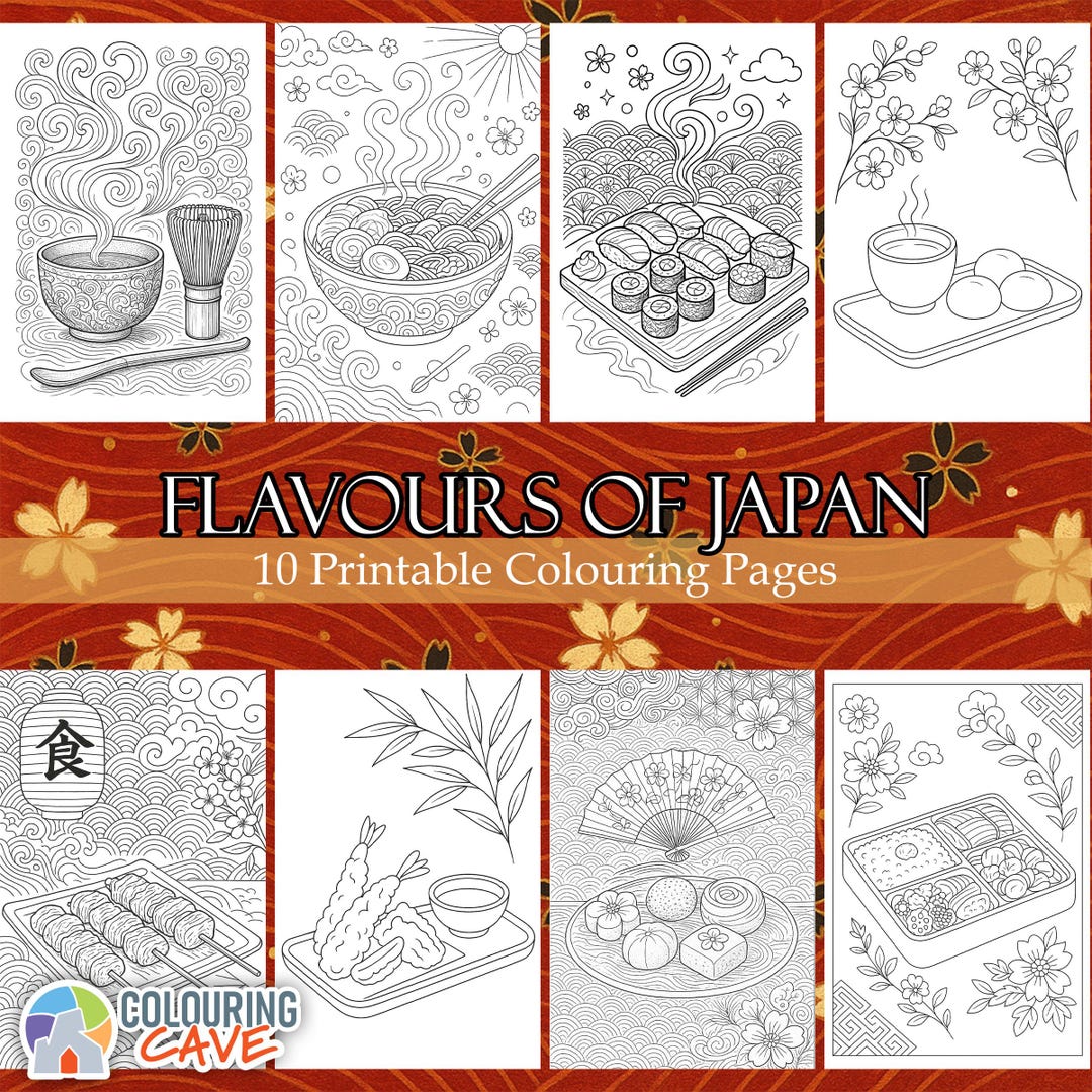 Flavours of Japan - 10 Intricate Japanese Food Colouring Pages to Print ...