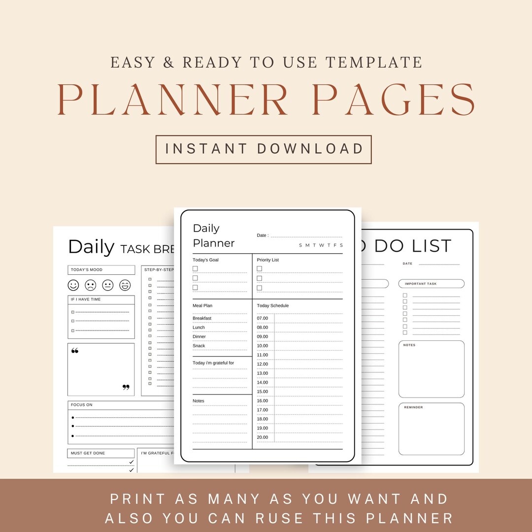 ADHD Daily Schedule Planner | Printable Planner | Aesthetic Daily PDF ...