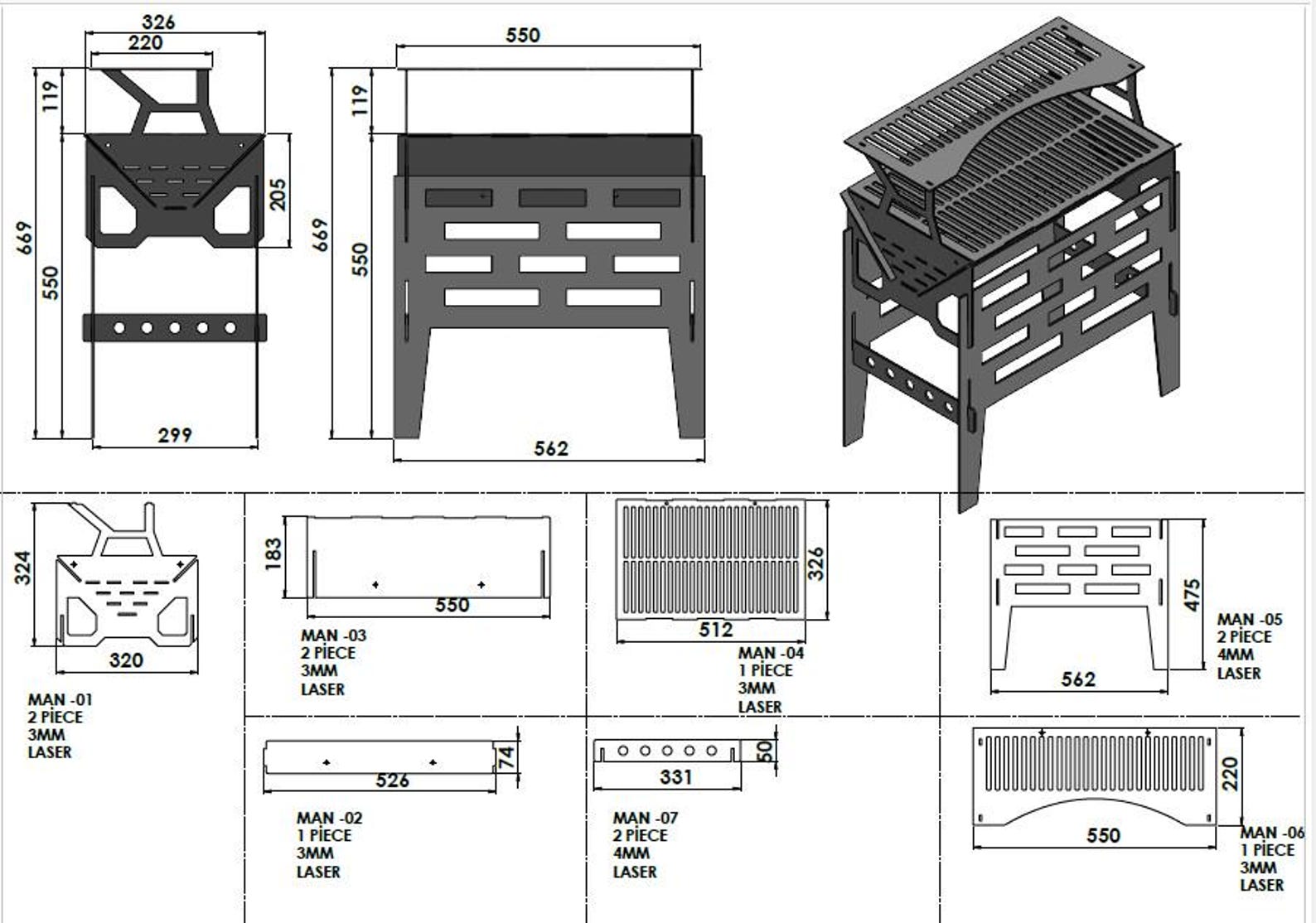 Laser Cut Bbq Grill | 2-tier Metal Barbecue Design | Outdoor Cooking ...