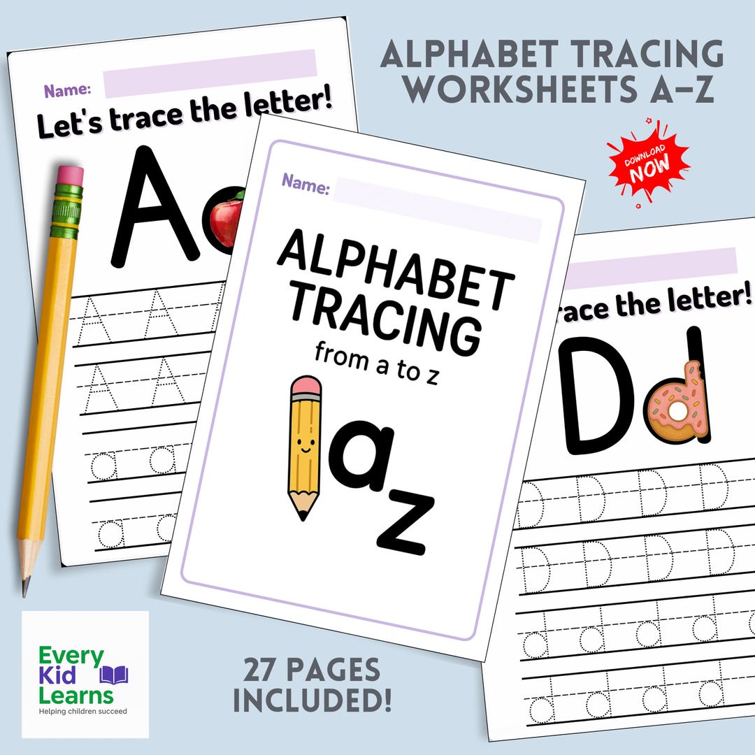 Alphabet Tracing Worksheets A–Z | Preschool & Kindergarten Printable ...