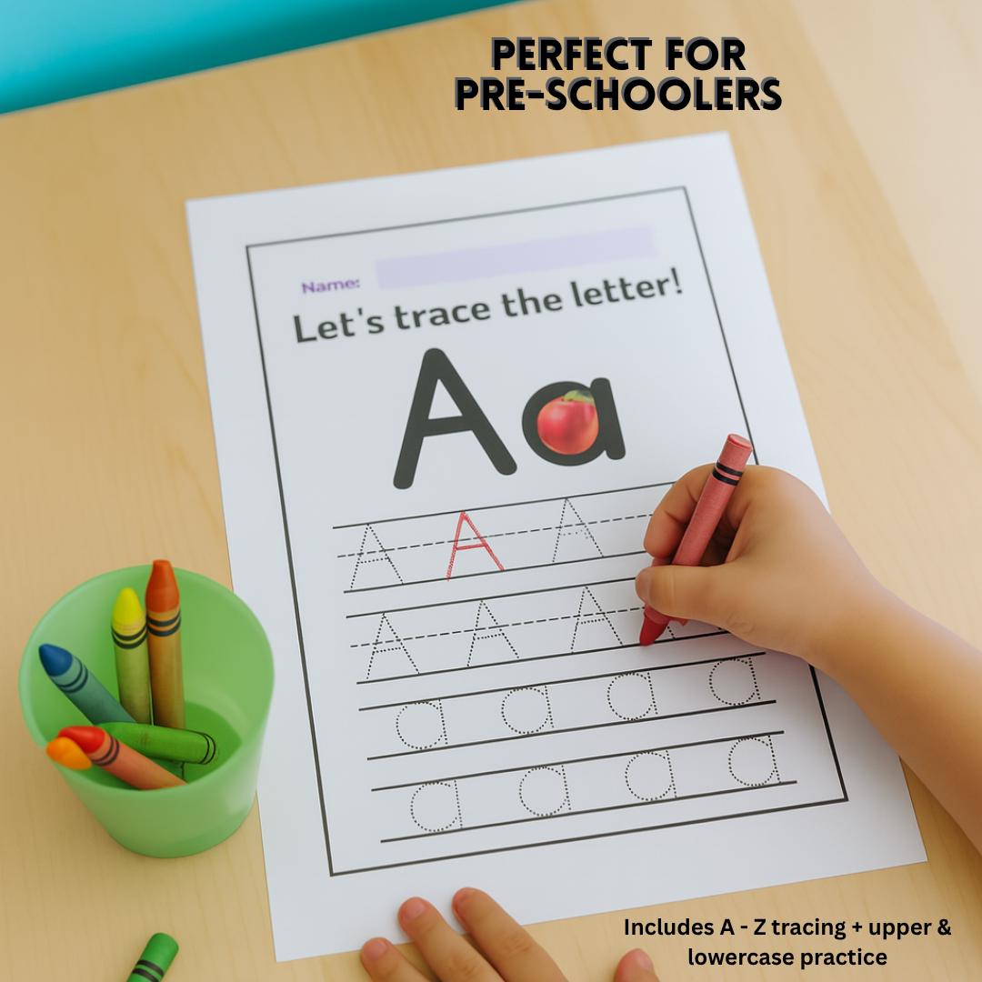 Alphabet Tracing Worksheets A–Z | Preschool & Kindergarten Printable ...