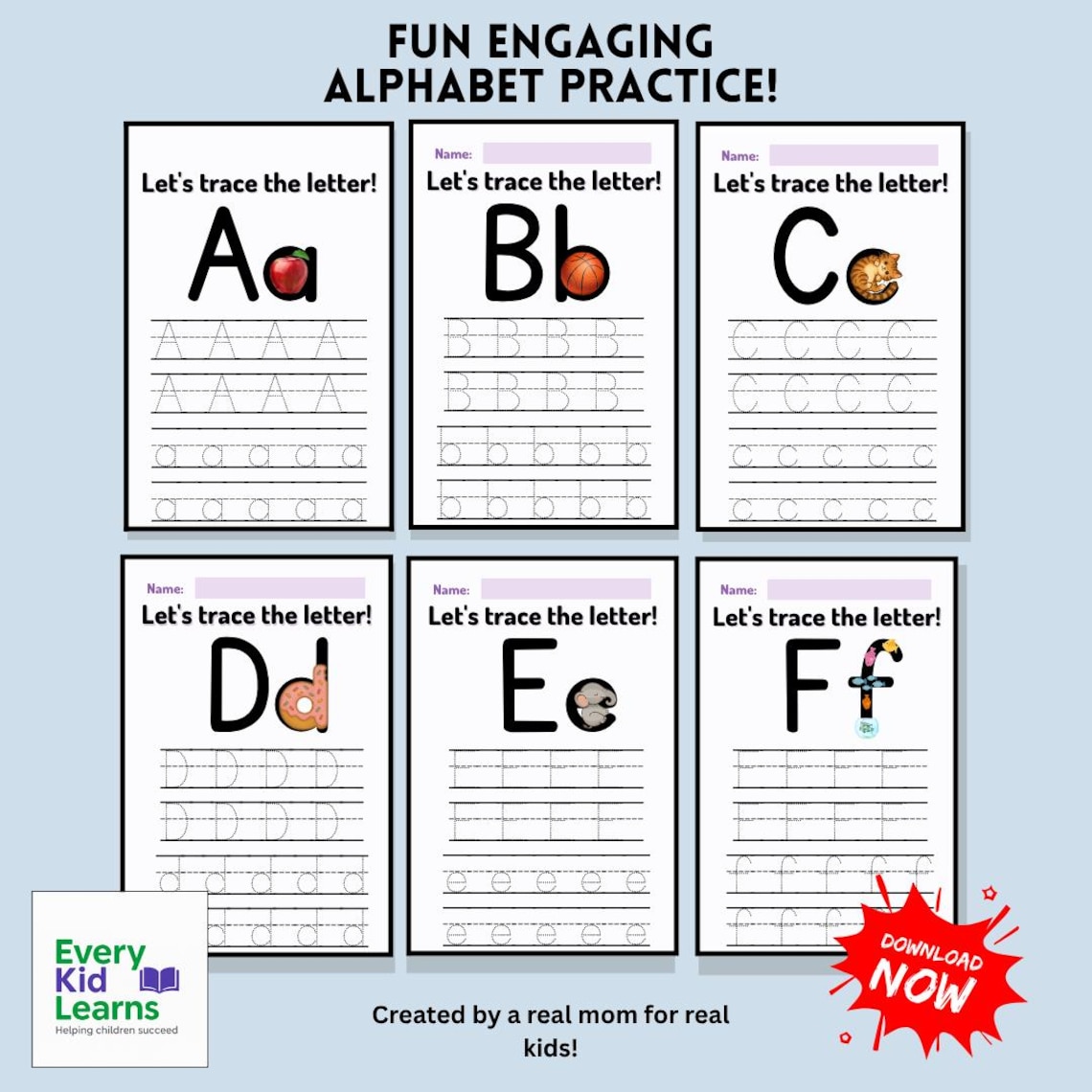Alphabet Tracing Worksheets A–Z | Preschool & Kindergarten Printable ...