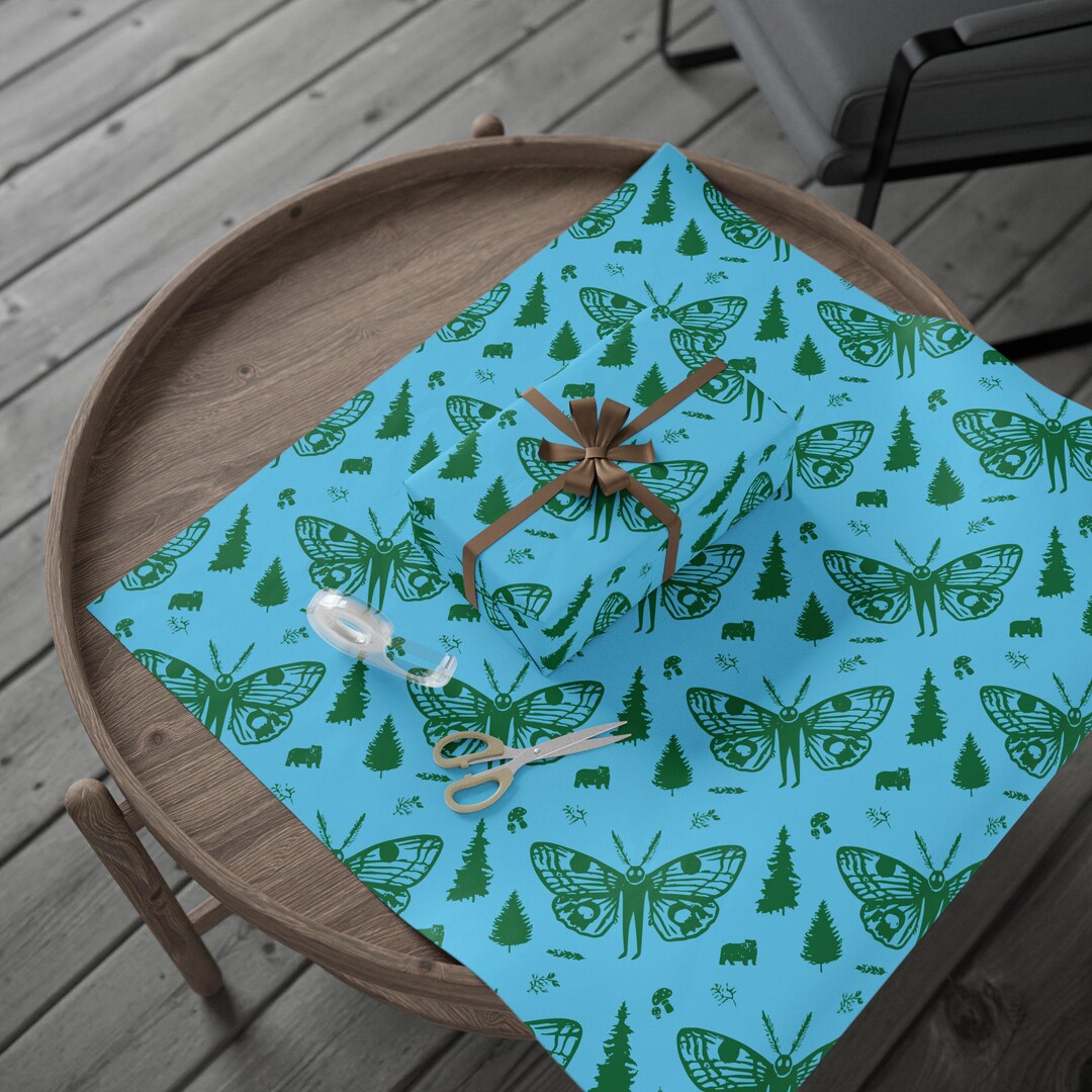 Mothman Gift Wrap | Cryptid Forest Pattern, Pop Art Wrapping Paper - Etsy