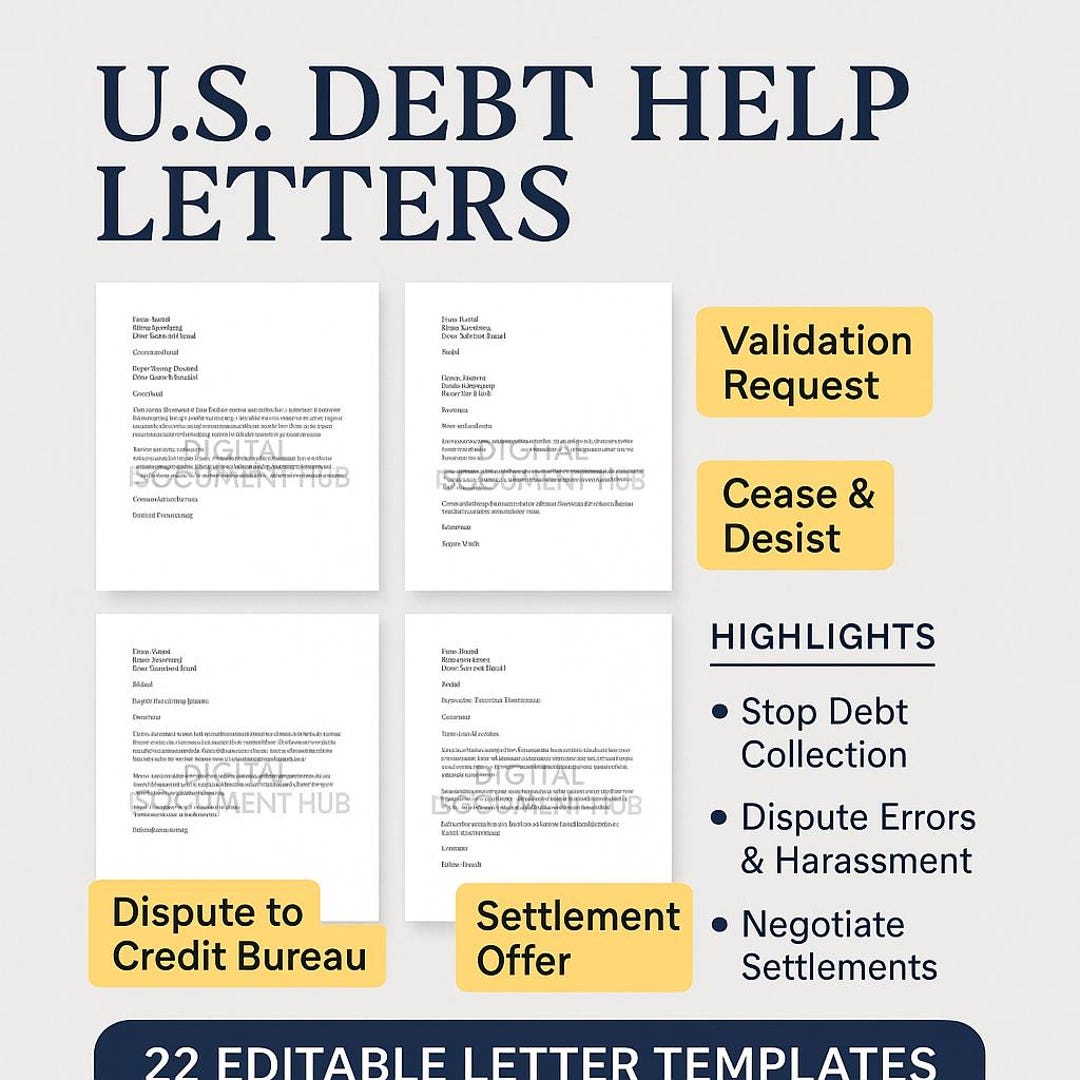 U.S Debt Help Letters Templates 22 Editable Debt Collection Disputes ...