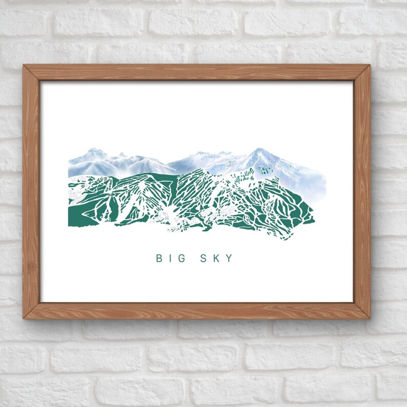 Big Sky Montana | Ski Trail Map Print | Mountain Art Digital File - Etsy