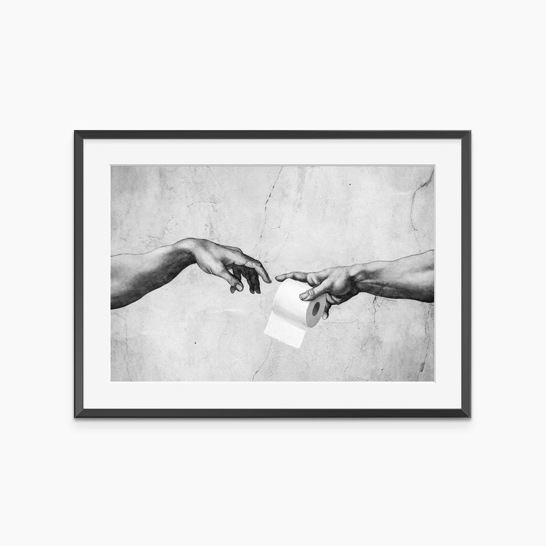Creation of Adam Art, Photography Prints, Funny Bathroom Art, Altered ...