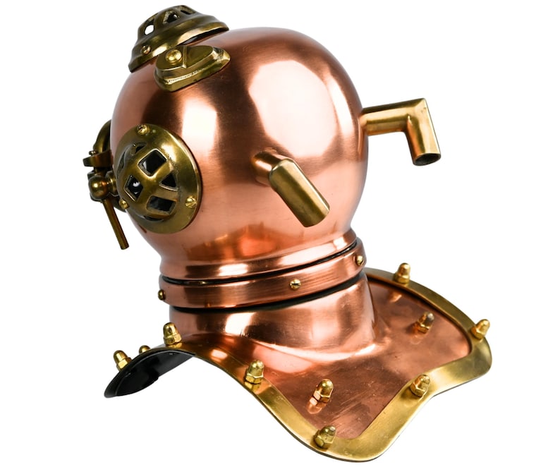 Vintage Brass & Copper Diving Helmet Replica: Nautical Steampunk Decor ...