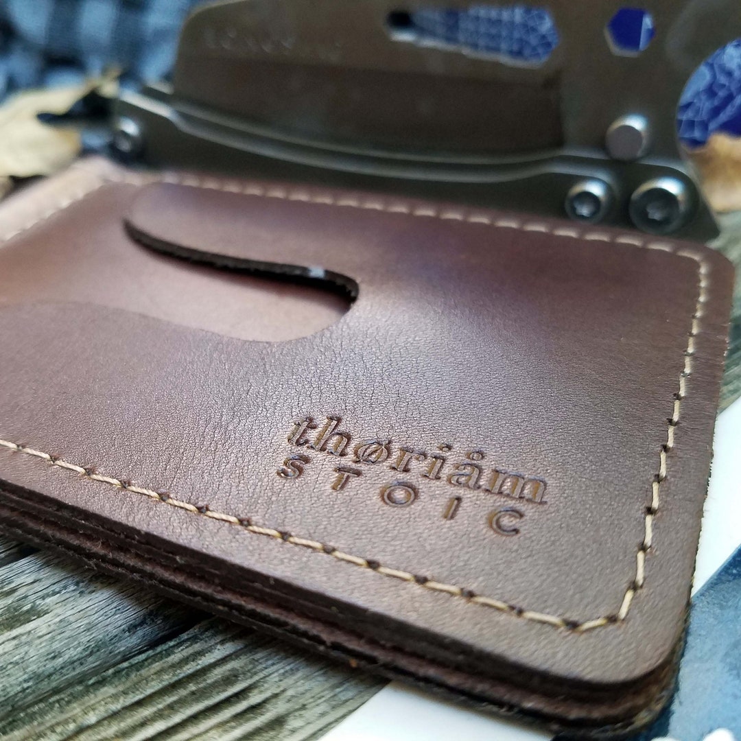 STOIC WALLET (dark BROWN) Minimalist Leather Wallet 100% American Made ...