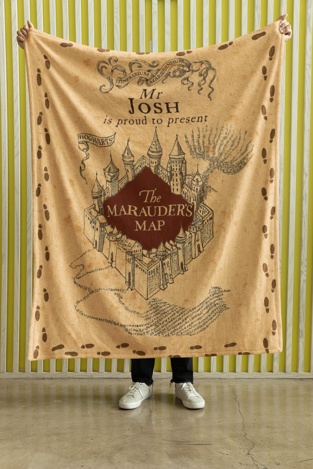 Harry Potter Marauders Map Blanket, Personalized Wizard Map Throw ...