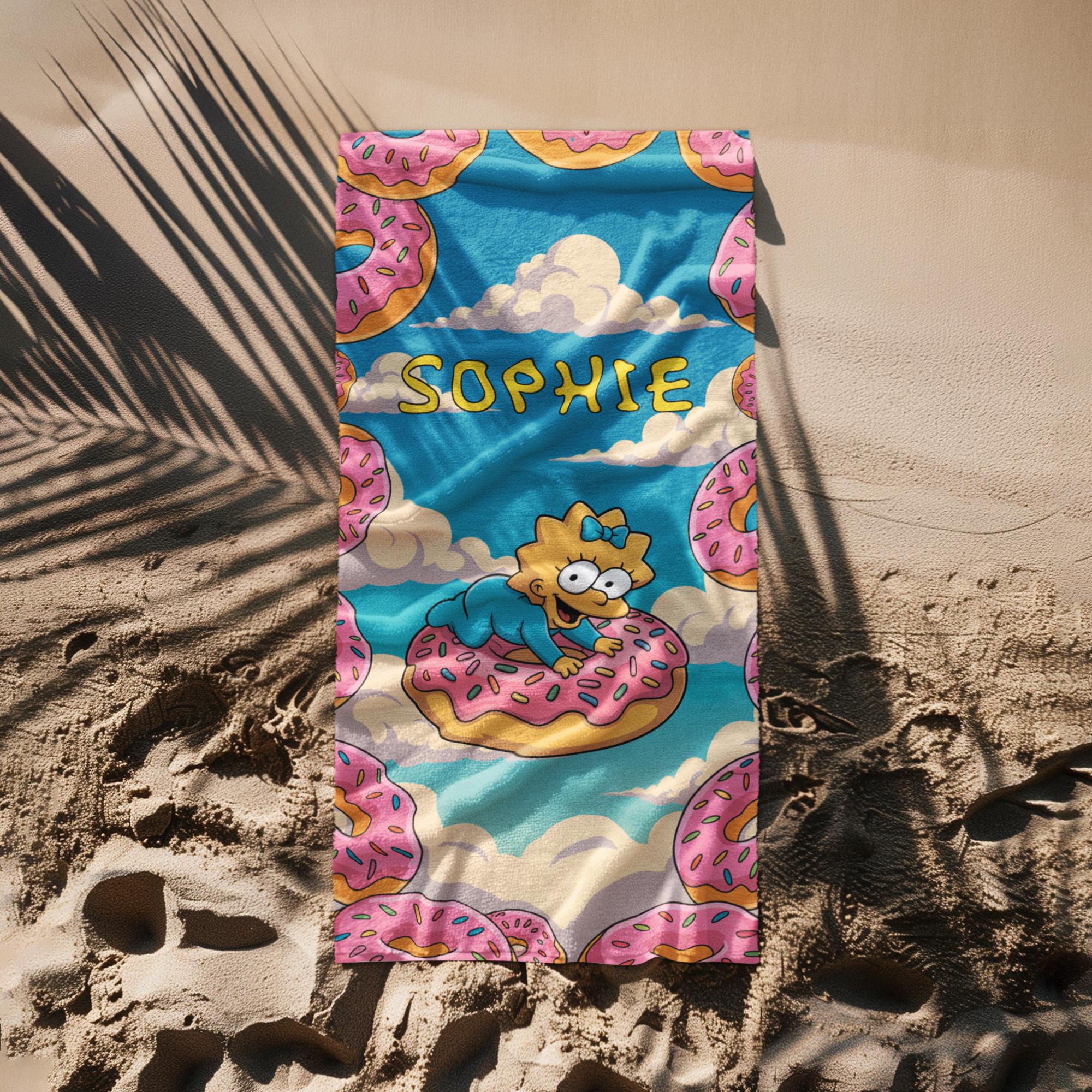 Personalized Simpsons Beach Towel, Custom Name Donut Design - Etsy