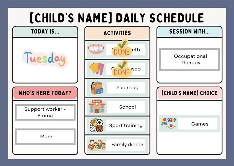 Visual Daily Schedule – Customisable Icons and Templates (pdf Download ...