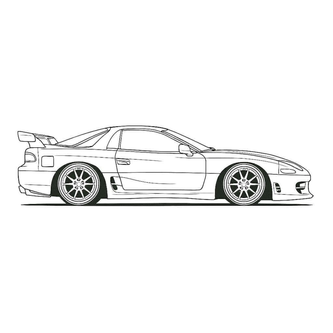 Mitsubishi 3000GT GTO Side View Digital Download SVG DXF Drawing Line ...