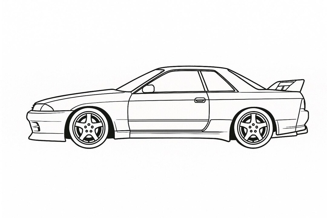 Nissan Skyline R32 Side View SVG DXF Digital Download Drawing Line Art ...