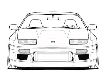 Mazda RX7 FC Front View SVG DXF Digital Download Drawing Line Art Jdm ...