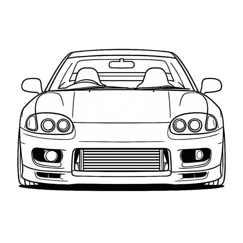 Mitsubishi 3000gt GTO Front View Digital Download Drawing Line Art - Etsy