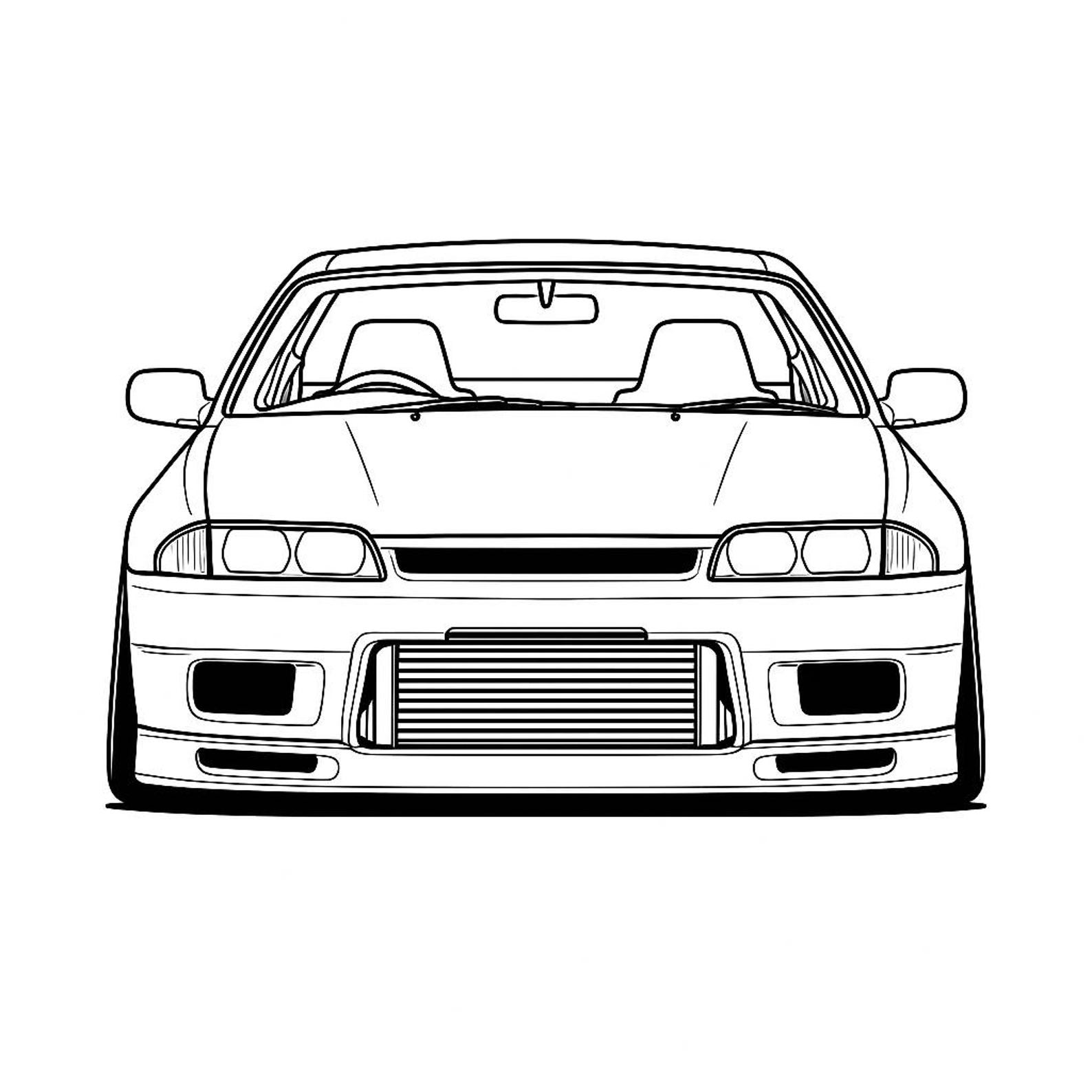 Nissan Skyline R32 Front View SVG DXF Digital Download Drawing Line Art ...