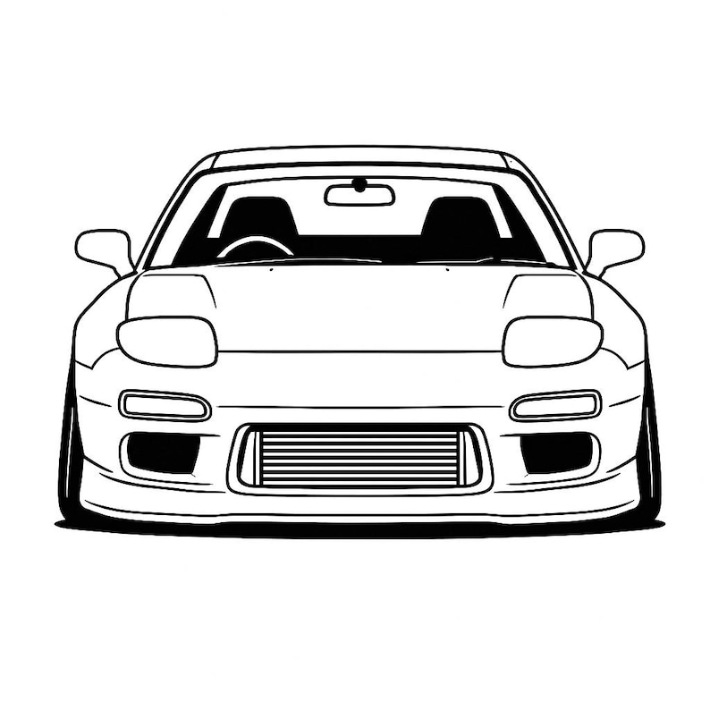 Mazda RX7 FD Front View Digital Download Drawing Line Art Jdm - Etsy