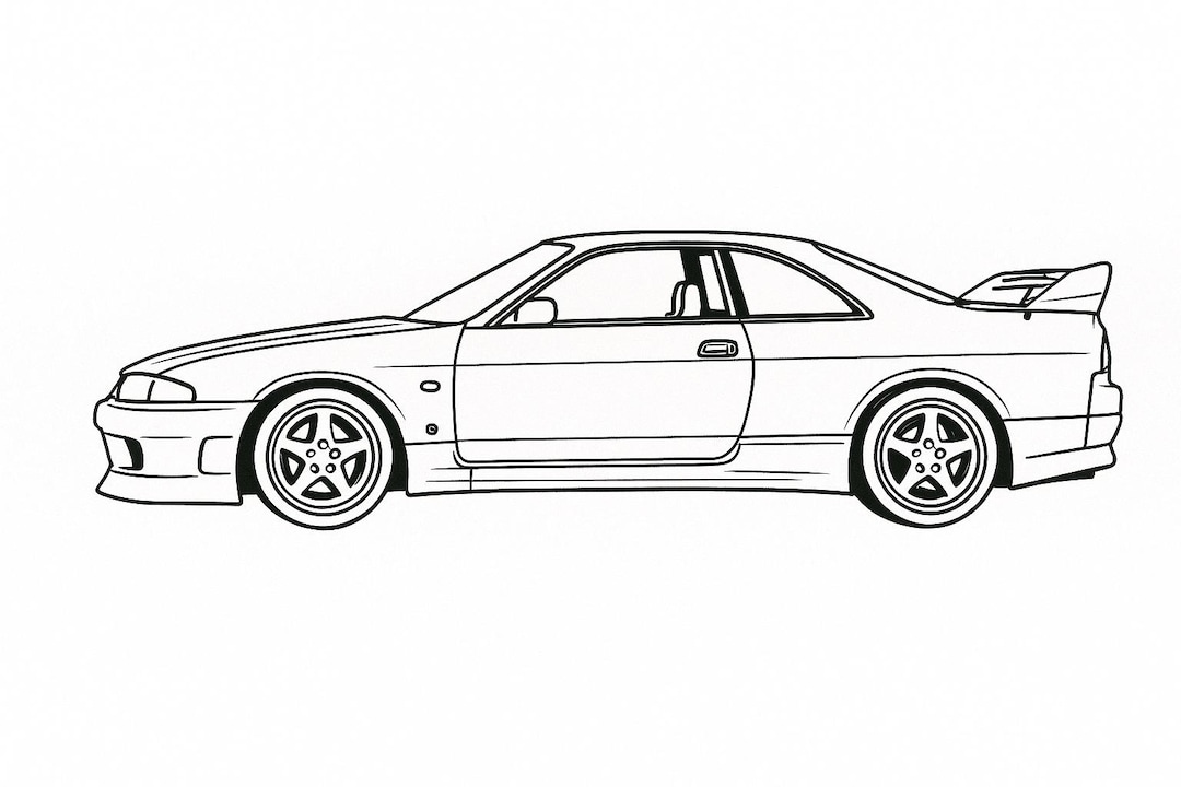 Nissan Skyline R33 Side View SVG DXF Digital Download Drawing Line Art ...