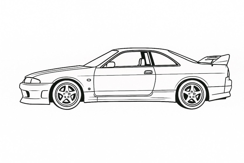 Nissan Skyline R33 Side View SVG DXF Digital Download Drawing Line Art ...