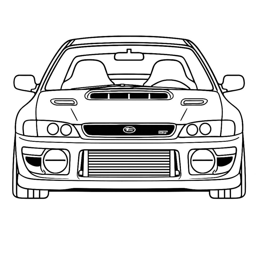 Subaru WRX STI Front View Svg Dxf Digital Download Drawing Line Art Jdm ...