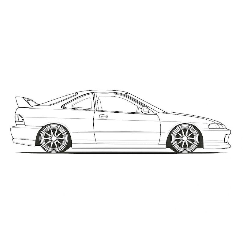 Honda Integra DC2 Side View SVG DXF Digital Download Drawing Line Art ...