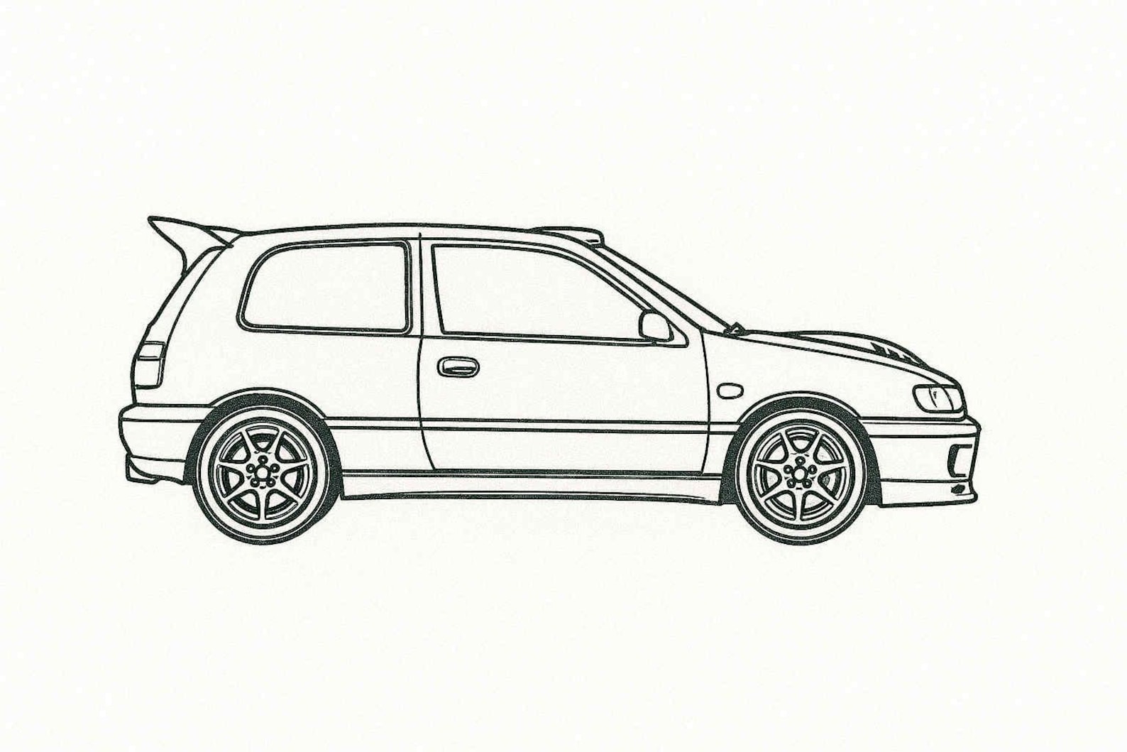 Toyota Starlet EP82 Side View SVG DXF Digital Download Drawing Line Art ...