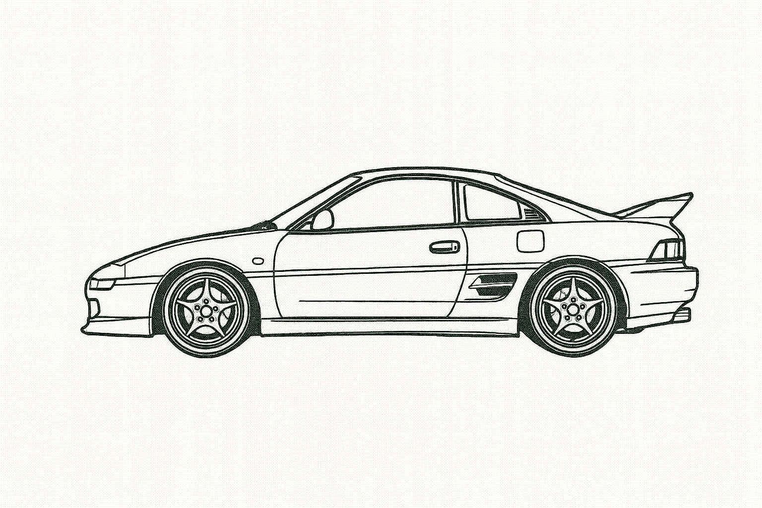 Toyota MR2 Side View SVG DXF Digital Download Drawing Line Art - Etsy