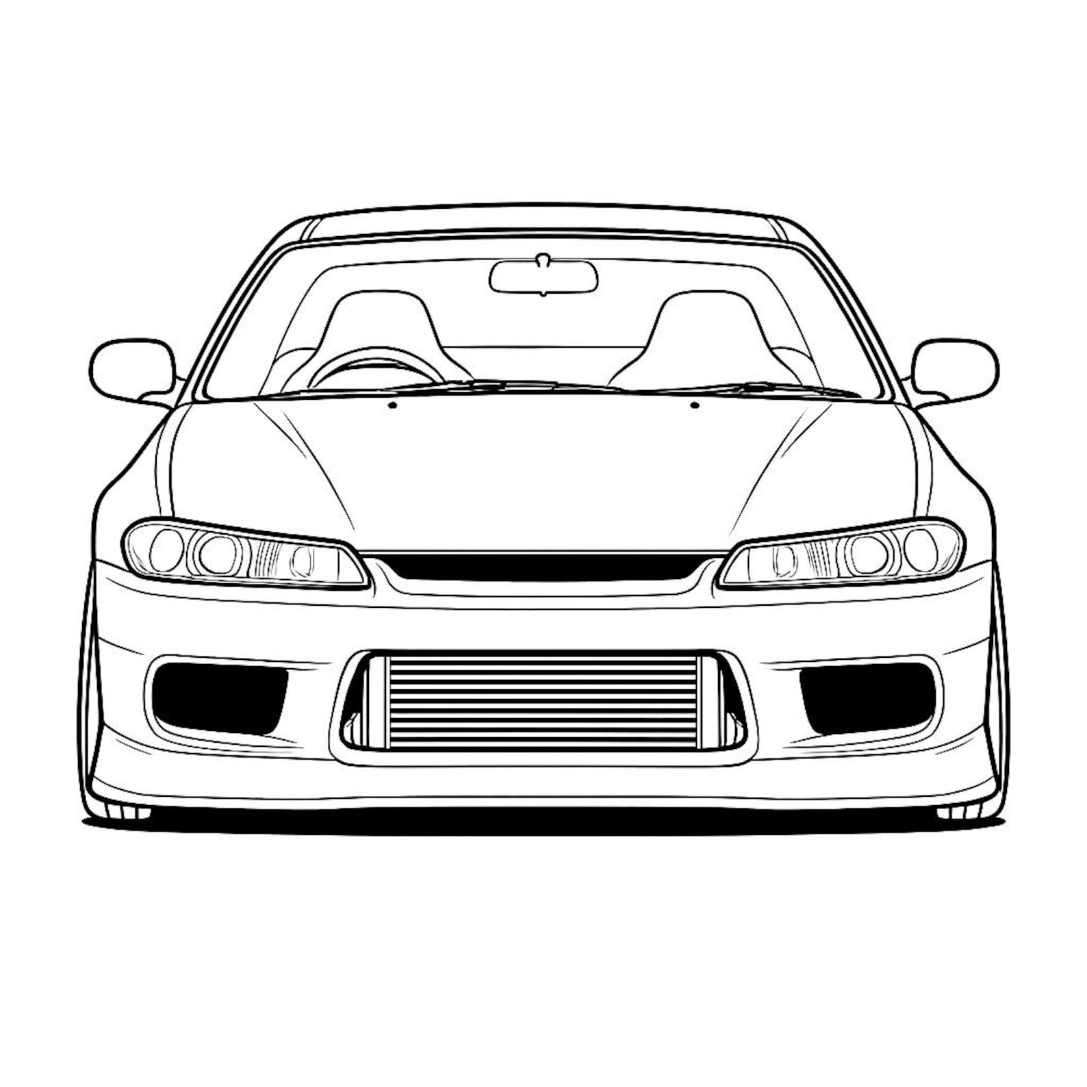 Nissan Silvia S15 Front View SVG DXF Digital Download Drawing Line Art ...