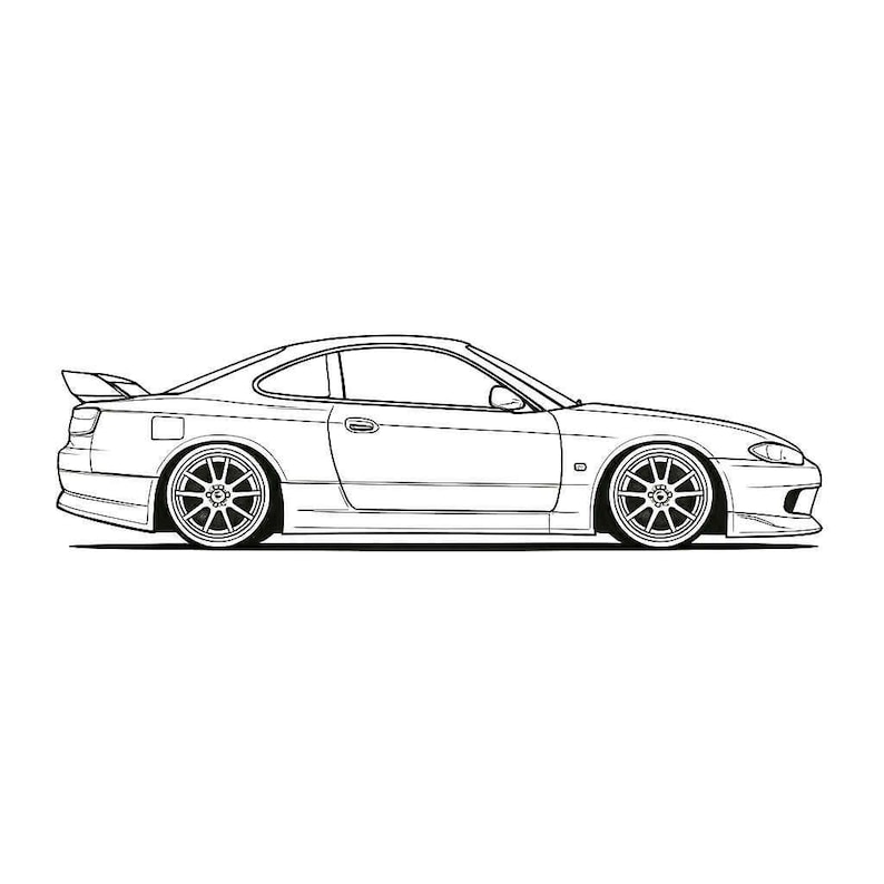 Nissan Silvia S15 Side View SVG DXF Digital Download Drawing Line Art ...