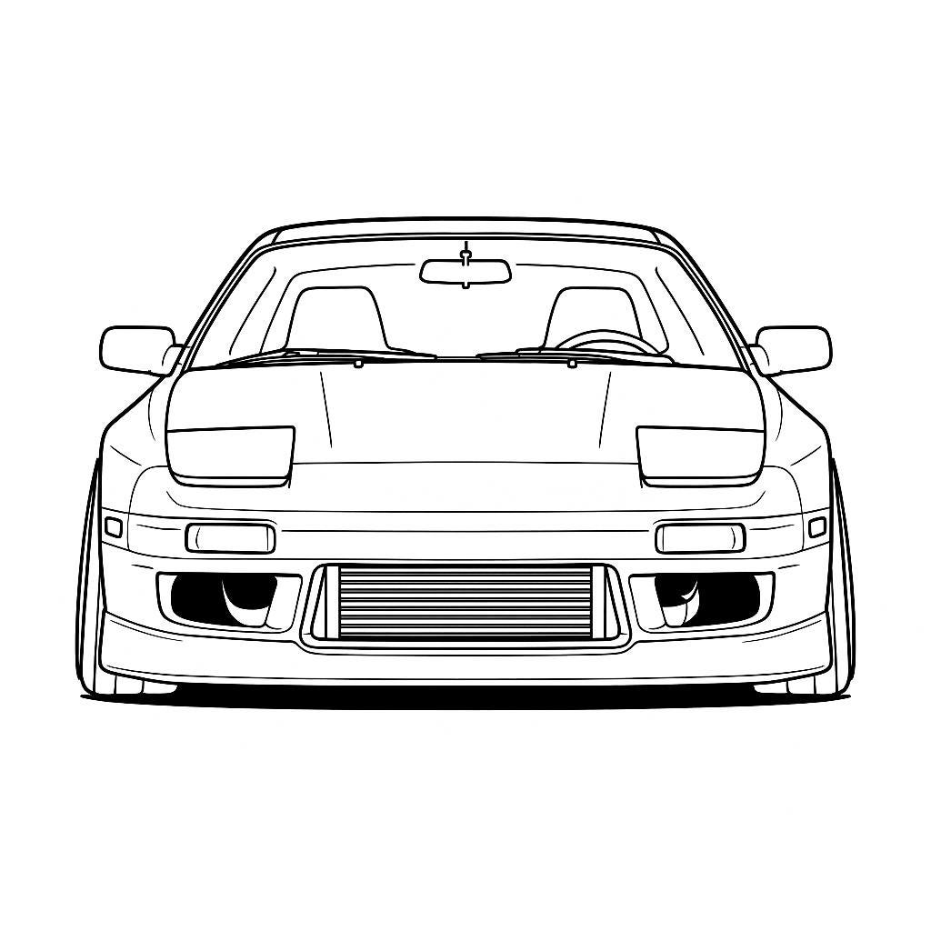 Mazda RX7 FC Front View SVG DXF Digital Download Drawing Line Art Jdm ...
