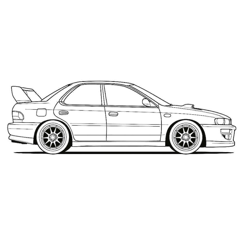 Subaru WRX STI Side View Svg Dxg Digital Download Drawing Line Art Jdm ...