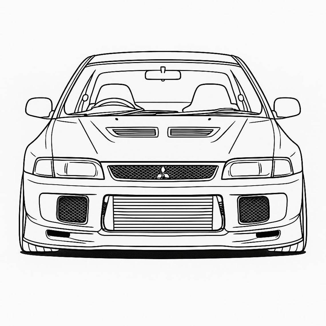 Mitsubishi Lancer GSR Front View SVG DXF Digital Download Drawing Line ...